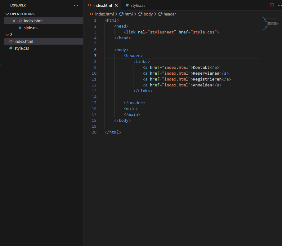Html / Css Wie füge ich die Headline gut ein? (Webseite, Code, Programmiersprache)