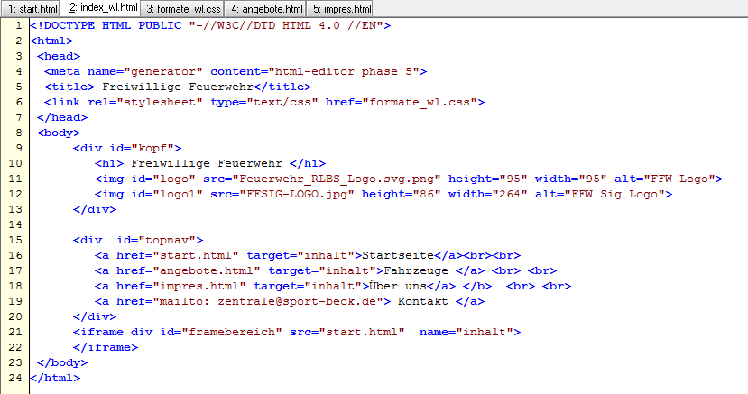 HTML Navigation oben und horizontal? (Webseite, programmieren, Informatik)