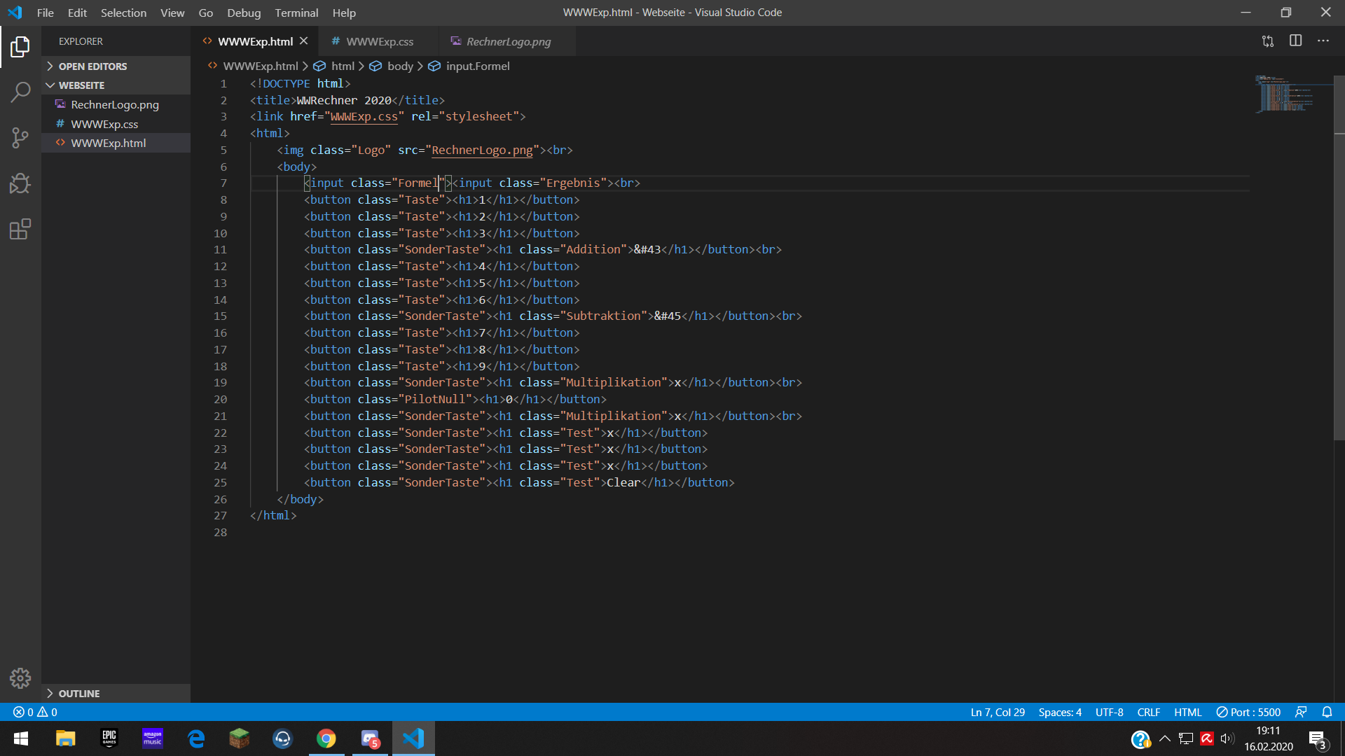 Html Und Css Rechner Input Computer Webseite Programmieren
