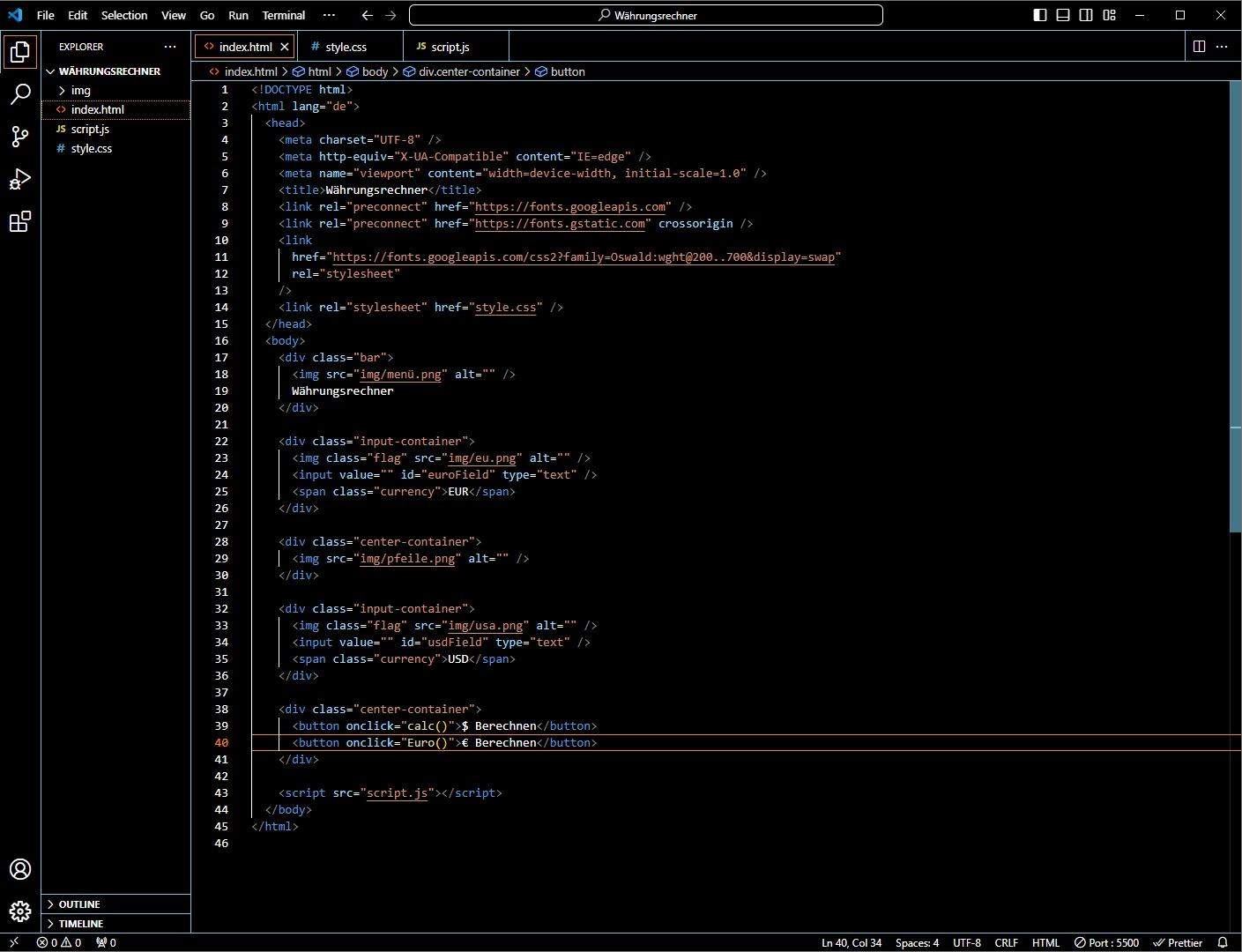 HTML/JS/CSS. Währungsrechner code von USD zu EUR? (App, Webseite ...