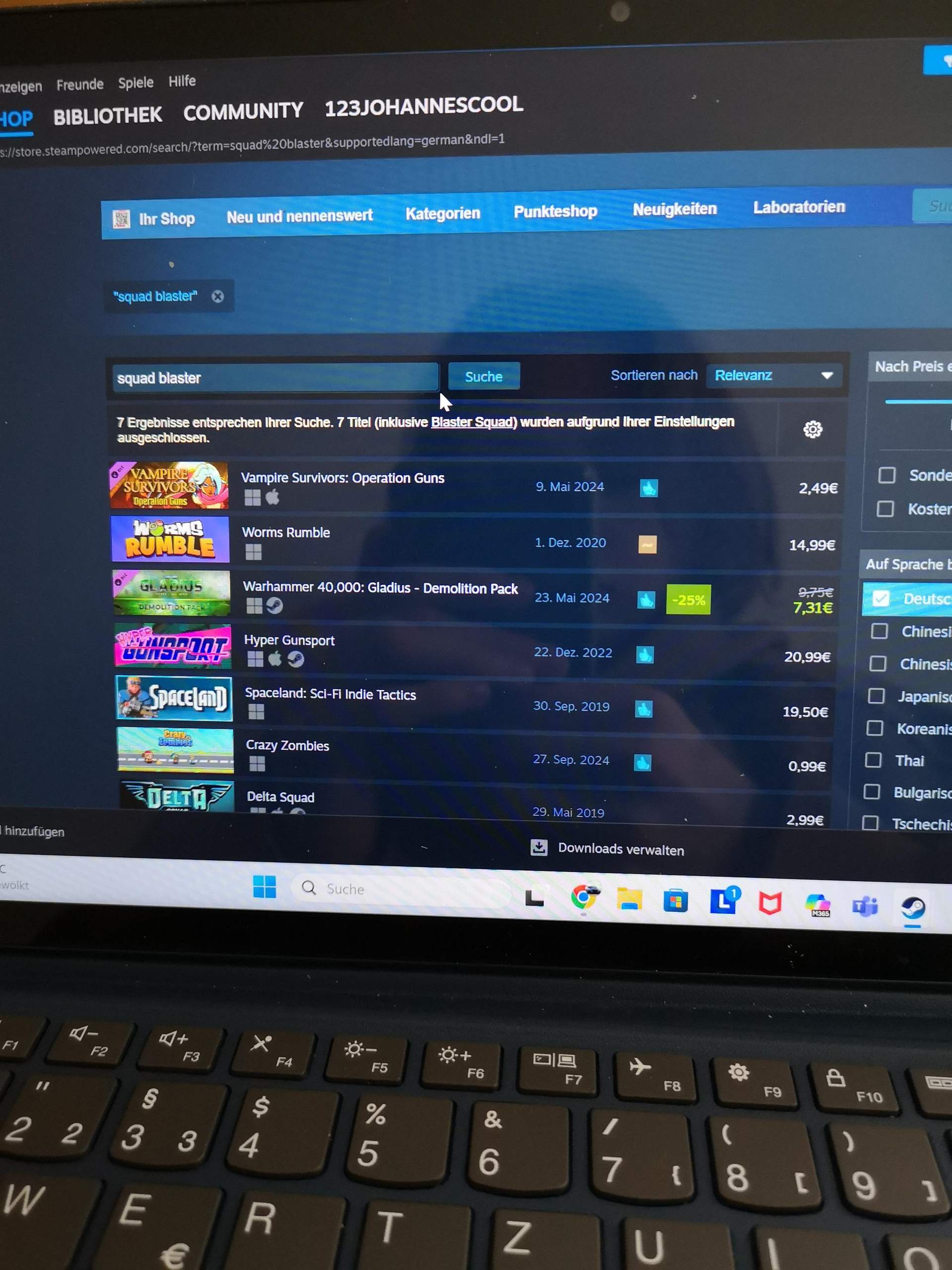 Ich bekomme nicht alle ergebnisse bei steam suche? (Spiele)