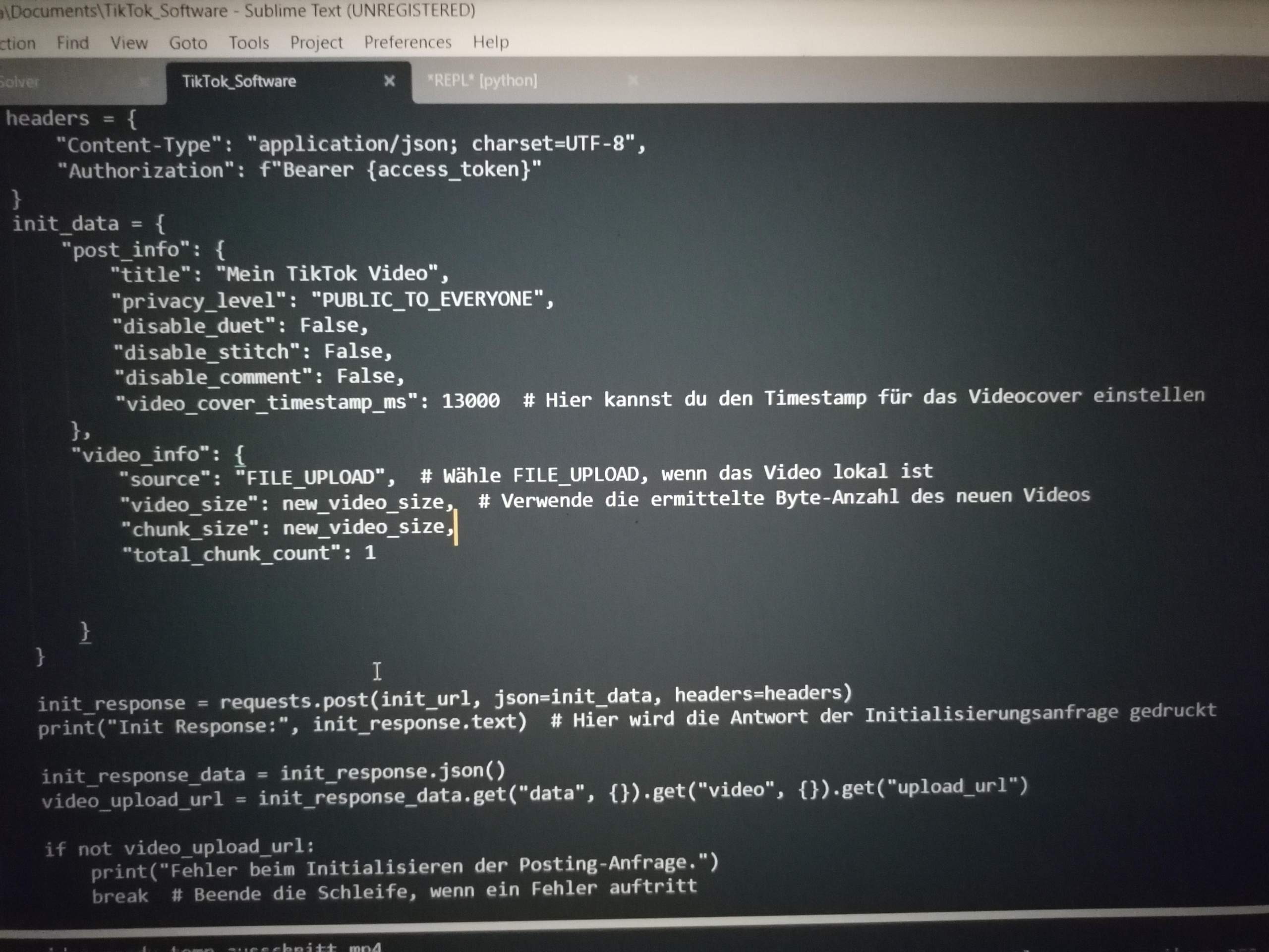 Ich benötige Programmier Experten? (programmieren, TikTok, Parameter)