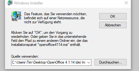 Ich habe bei meheren sachen das problem das dieses Fenster auftaucht. z ...