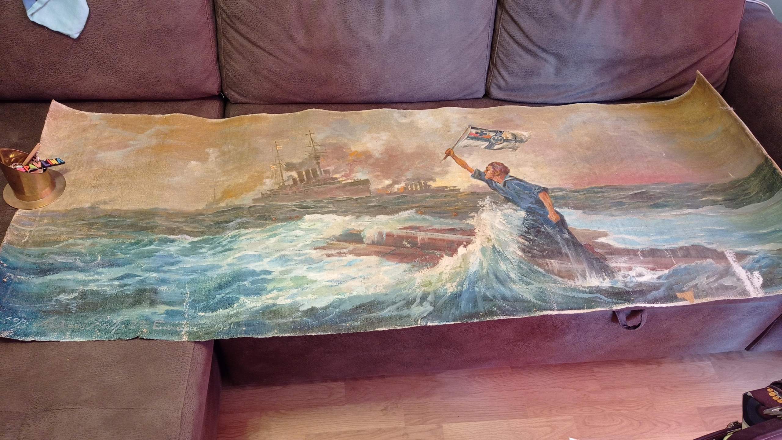 Ich habe ein Ölgemälde von Andreas Roth " Der letzte Mann ",1931gemalt ...