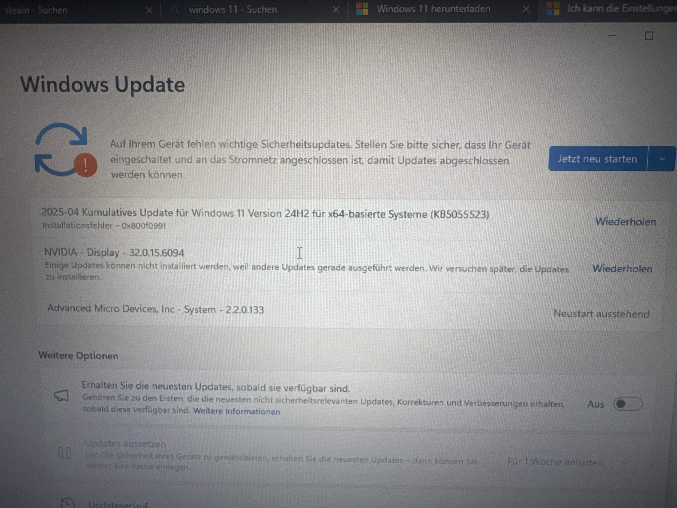 Ich habe ein pc Problem Windows 11 24H2: Update (KB5055523)? (Microsoft, IT, Treiber)