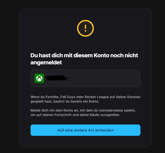 Ich habe ein Problem beim Anmelden mit meinem Xbox-Konto im Epic Games ...