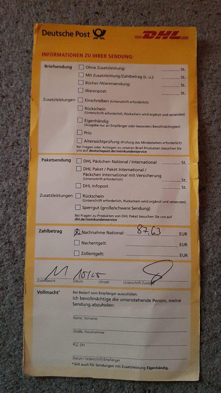 Ich habe etwas bestellt und per Vorkasse bezahlt und die deutsche post ...