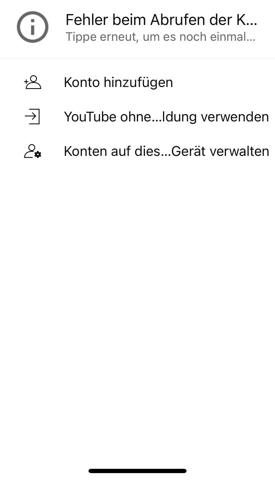 Ich kann meinen YouTube Account nicht Nutzen? (App, Fehler, iOS)