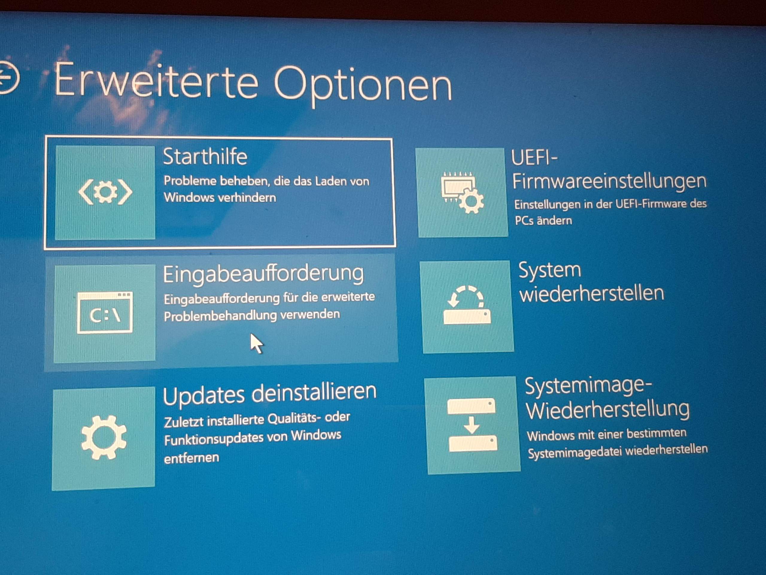 Ich komme die ganze Zeit auf erweiterte optionen wenn ich mein laptop ...