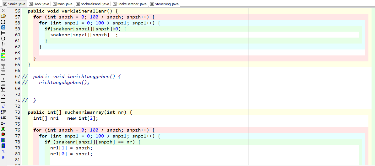 Ich muss für die Schule Snake programmieren und habe bis jetzt diesen ...