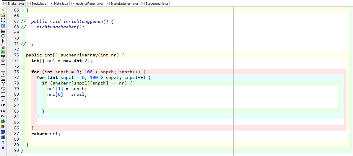 Ich muss für die Schule Snake programmieren und habe bis jetzt diesen ...