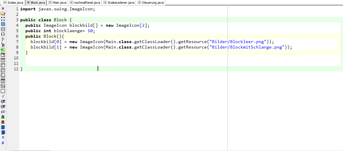Ich muss für die Schule Snake programmieren und habe bis jetzt diesen ...