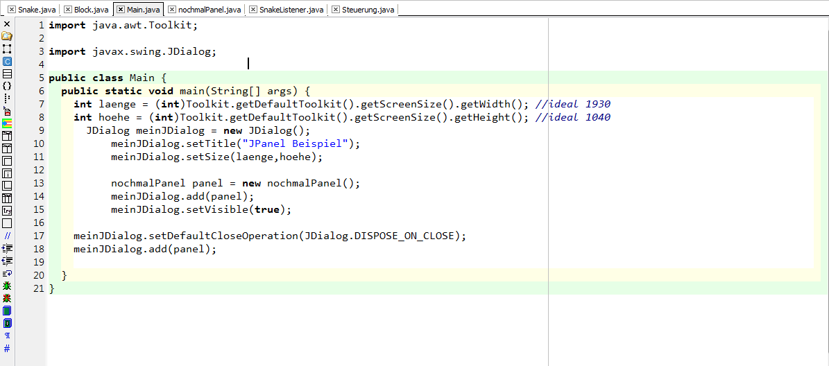 Ich muss für die Schule Snake programmieren und habe bis jetzt diesen Code geschrieben.Kann mir ...