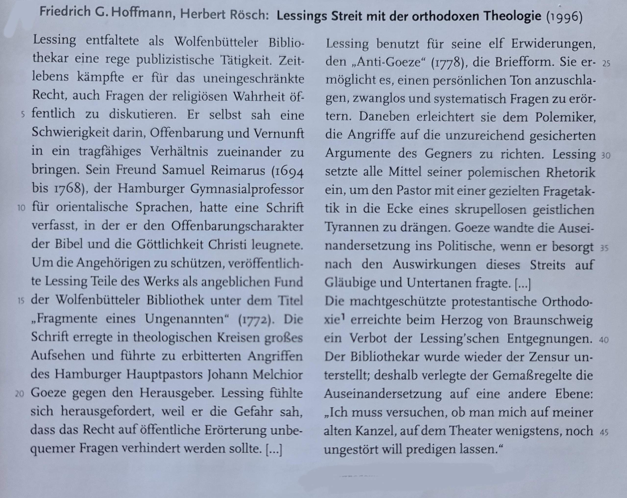 Ich verstehe diesen Text über Lessing nicht ganz. Kann mir ihn jemand ...