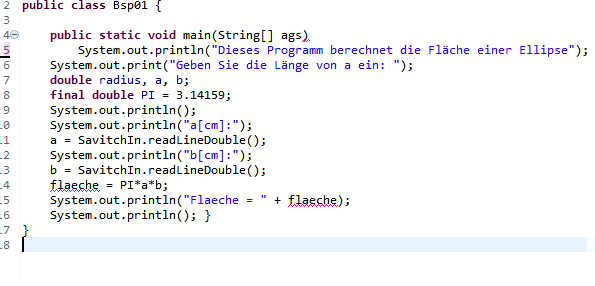 Ich versuche gerade ein Programm in Java Eclipse zu programmieren, dass ...