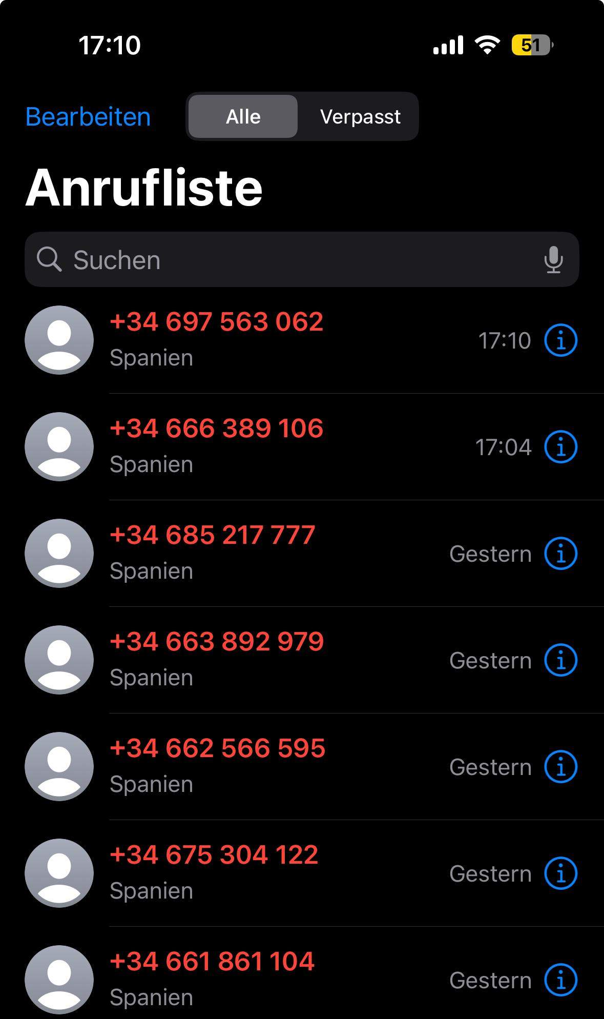 Ich werde seit sehr viel von Nummern aus dem Ausland angerufen ...