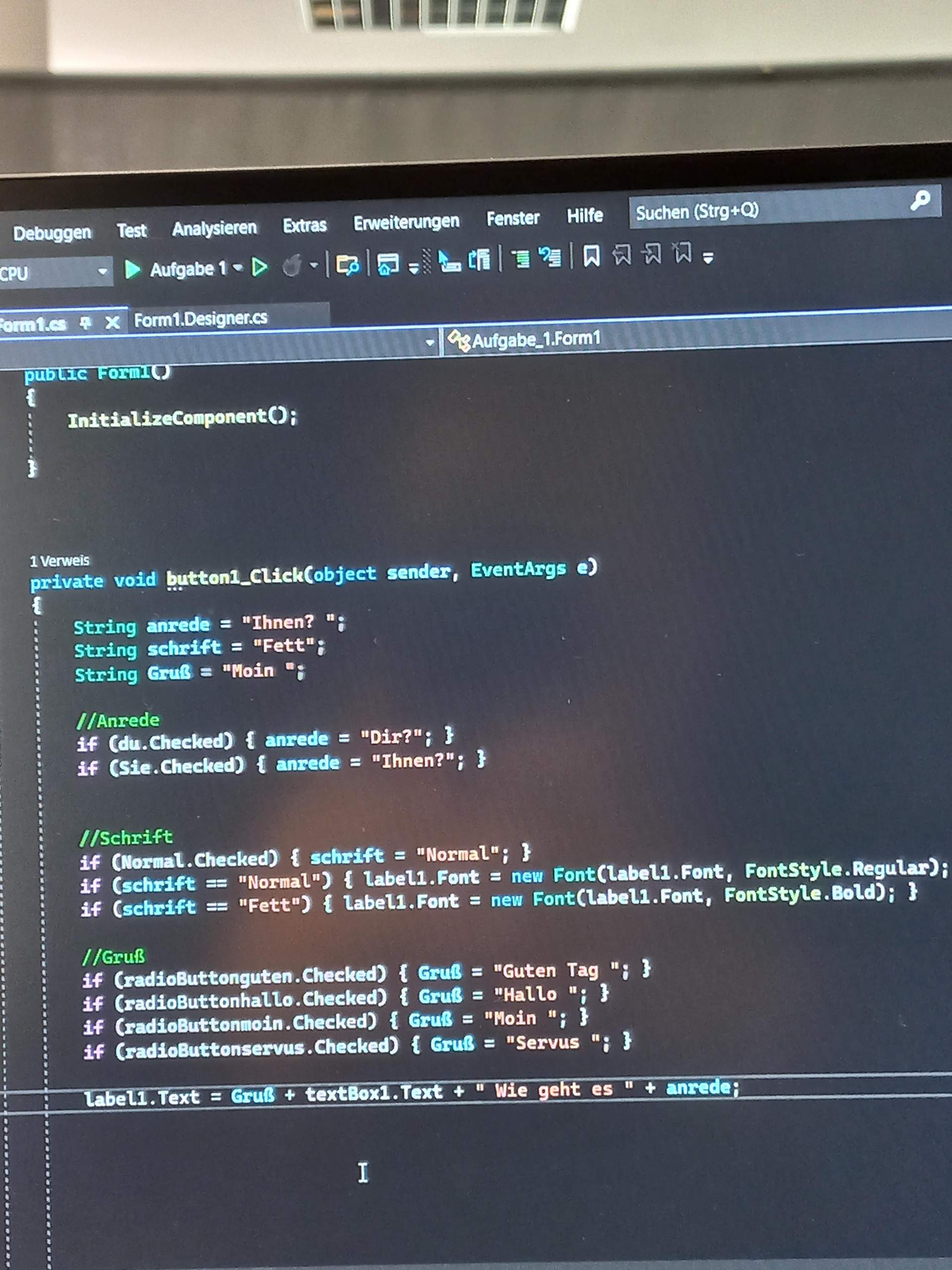 In C# ein Label Text groß schreiben? (Computer, programmieren, Informatik)