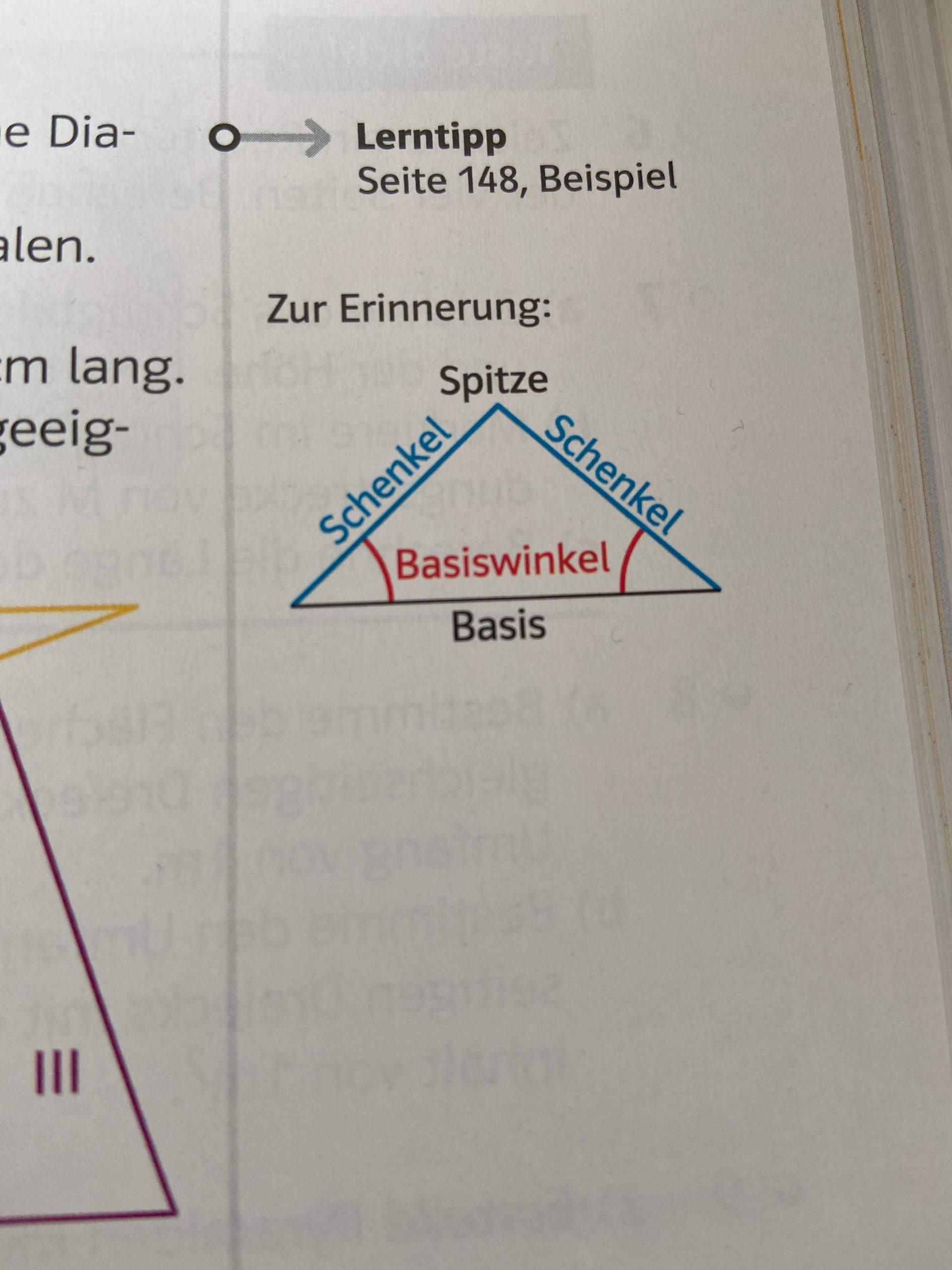In ein gleich Schenk liegen. Dreieck ist die Basis 5 cm lang. Die ...