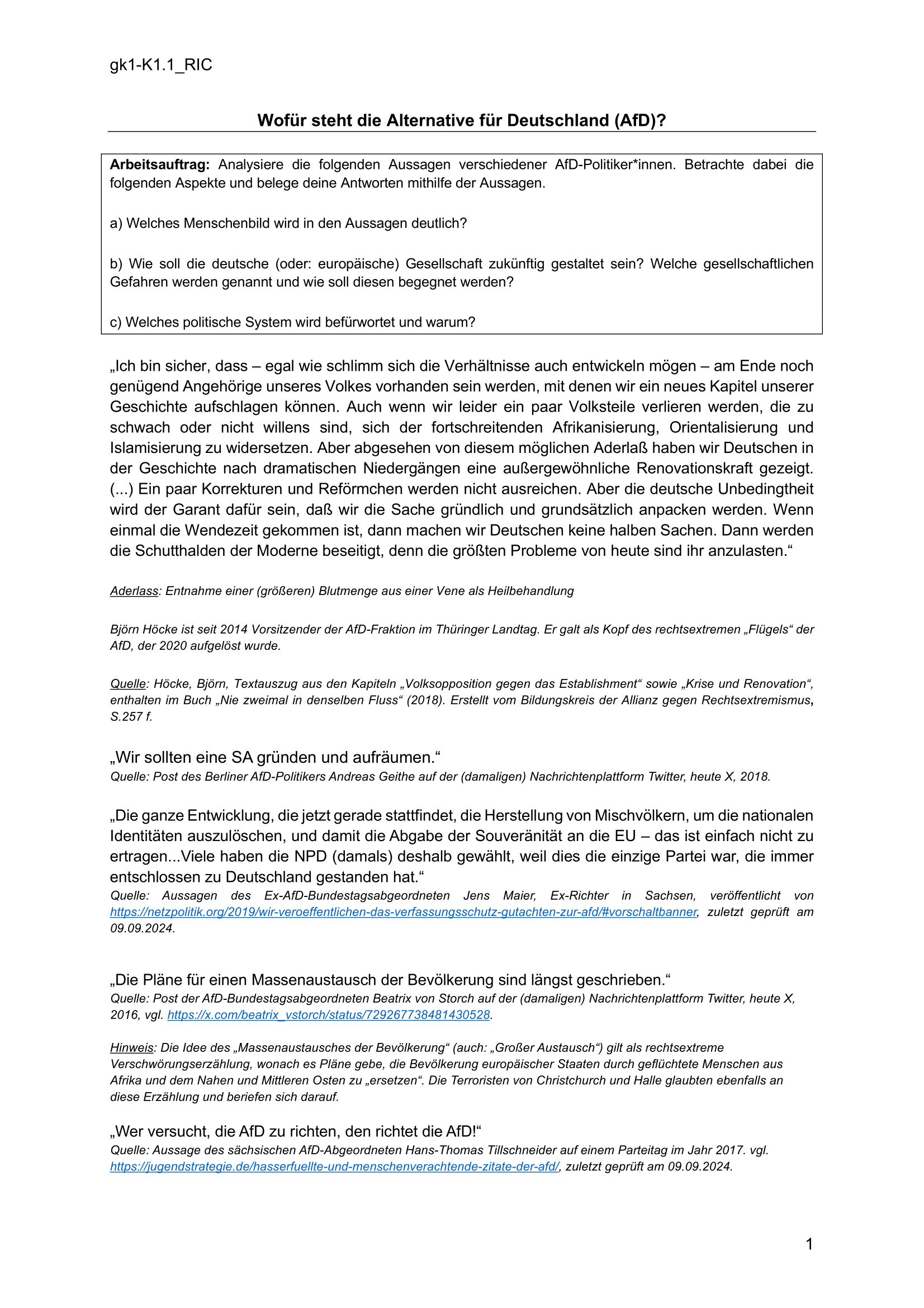 Indoktrination oder legitim? (Schule, AfD)