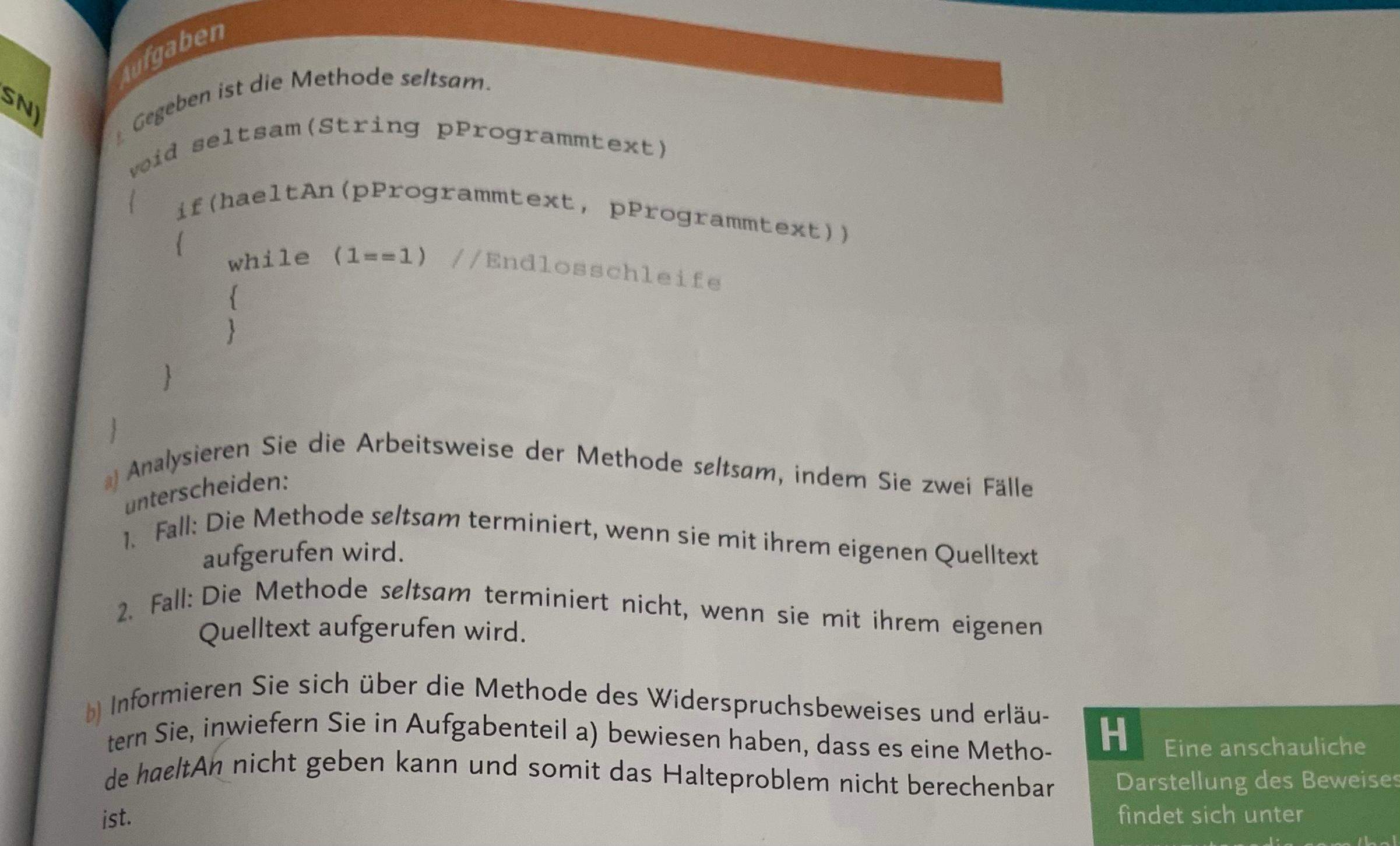 Informatik Aufgaben- Methode erklären? (Schule, Hausaufgaben, Analyse)