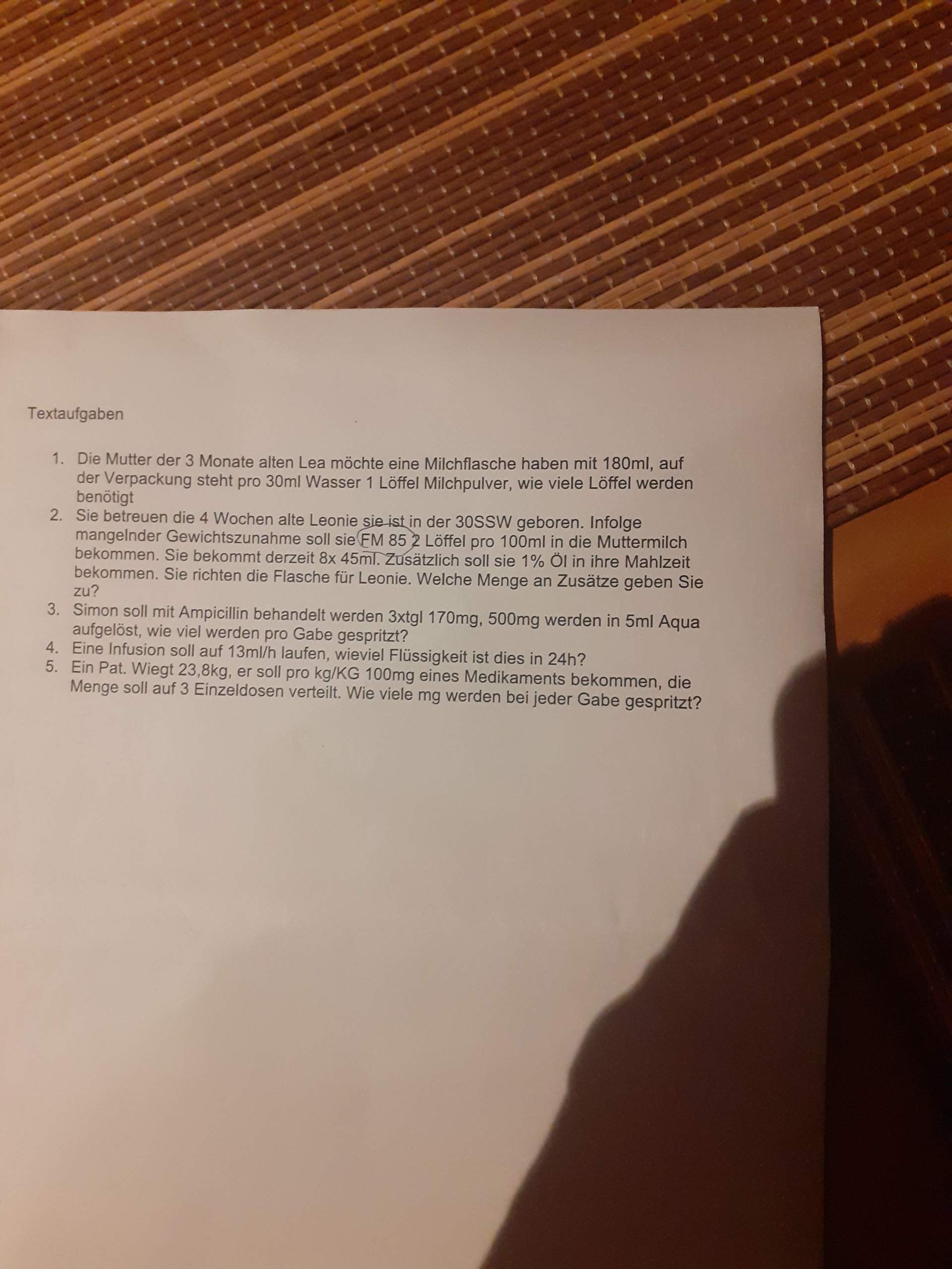 Infusionstherapie? Rechnen? (Medizin, Rechenaufgabe)