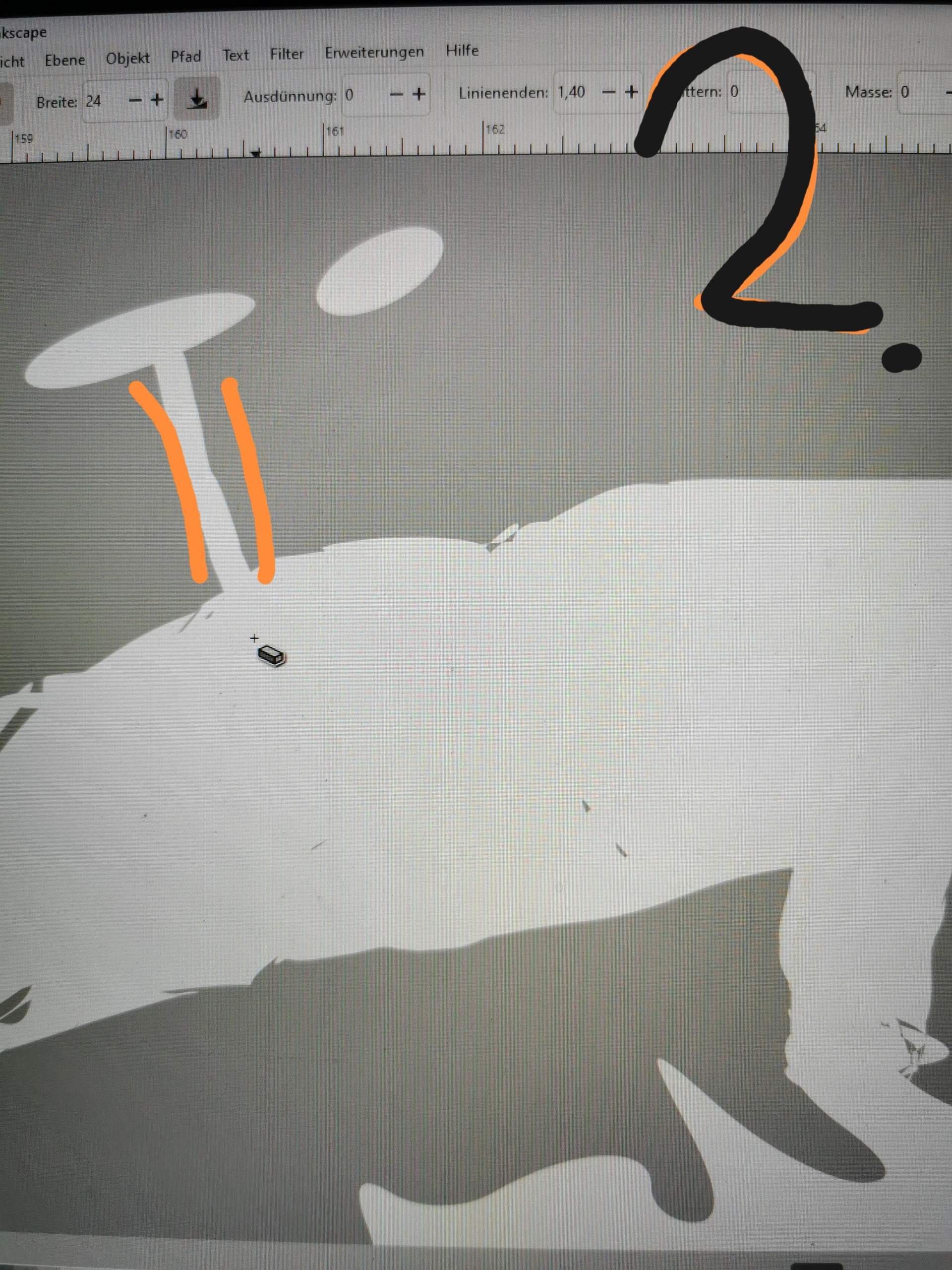 Inkscape, Problem mit Radierer, Was mache ich falsch? (Bildbearbeitung ...