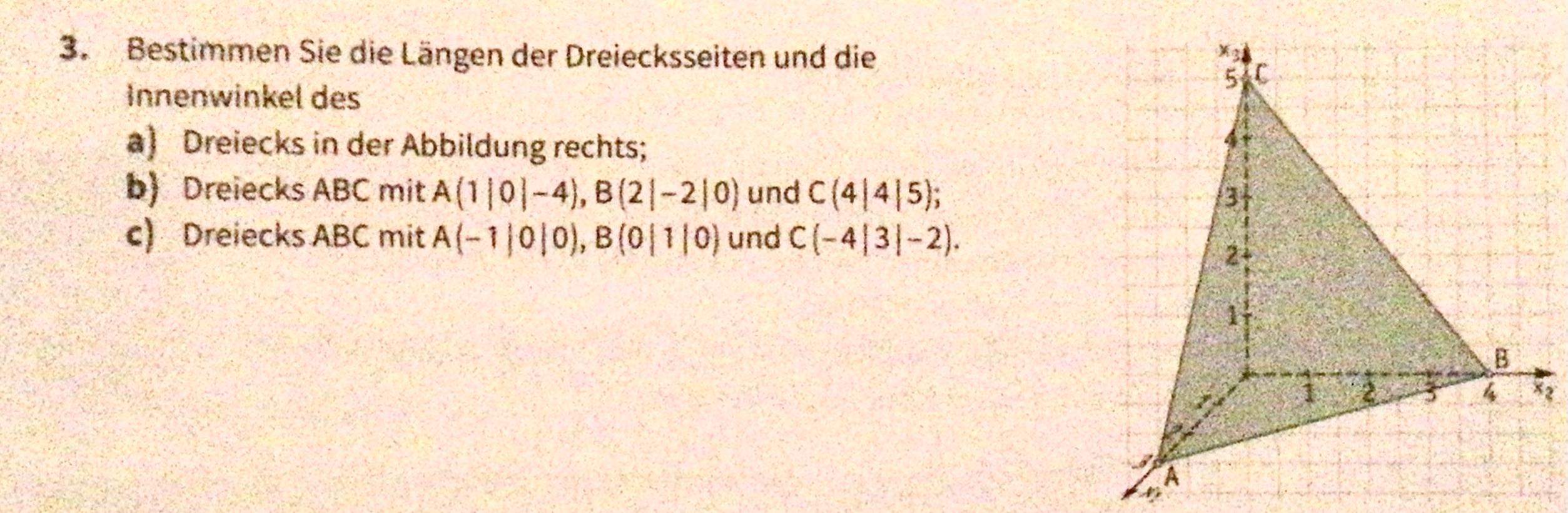 Innenwinkel plus Länge der Dreiecksseiten? (rechnen, Funktion, Gleichungen)