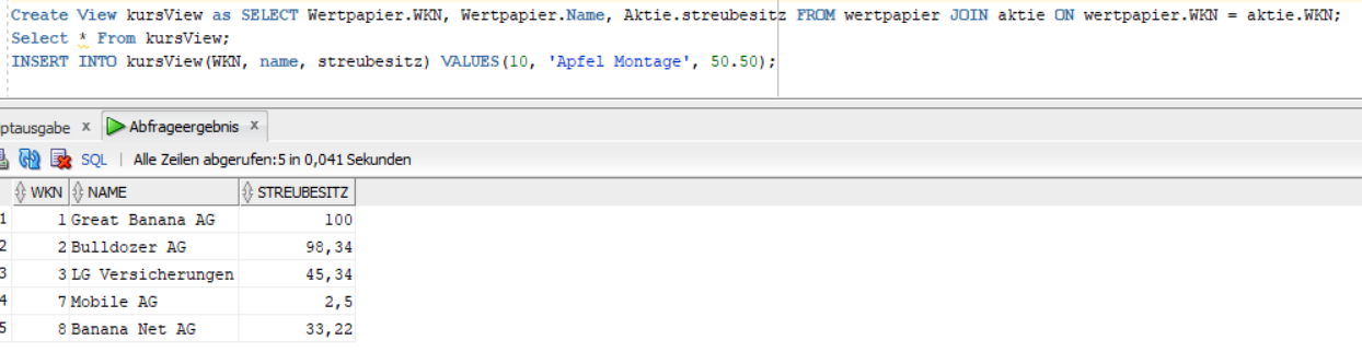Insert mit View? (Computer, Technik, Technologie)