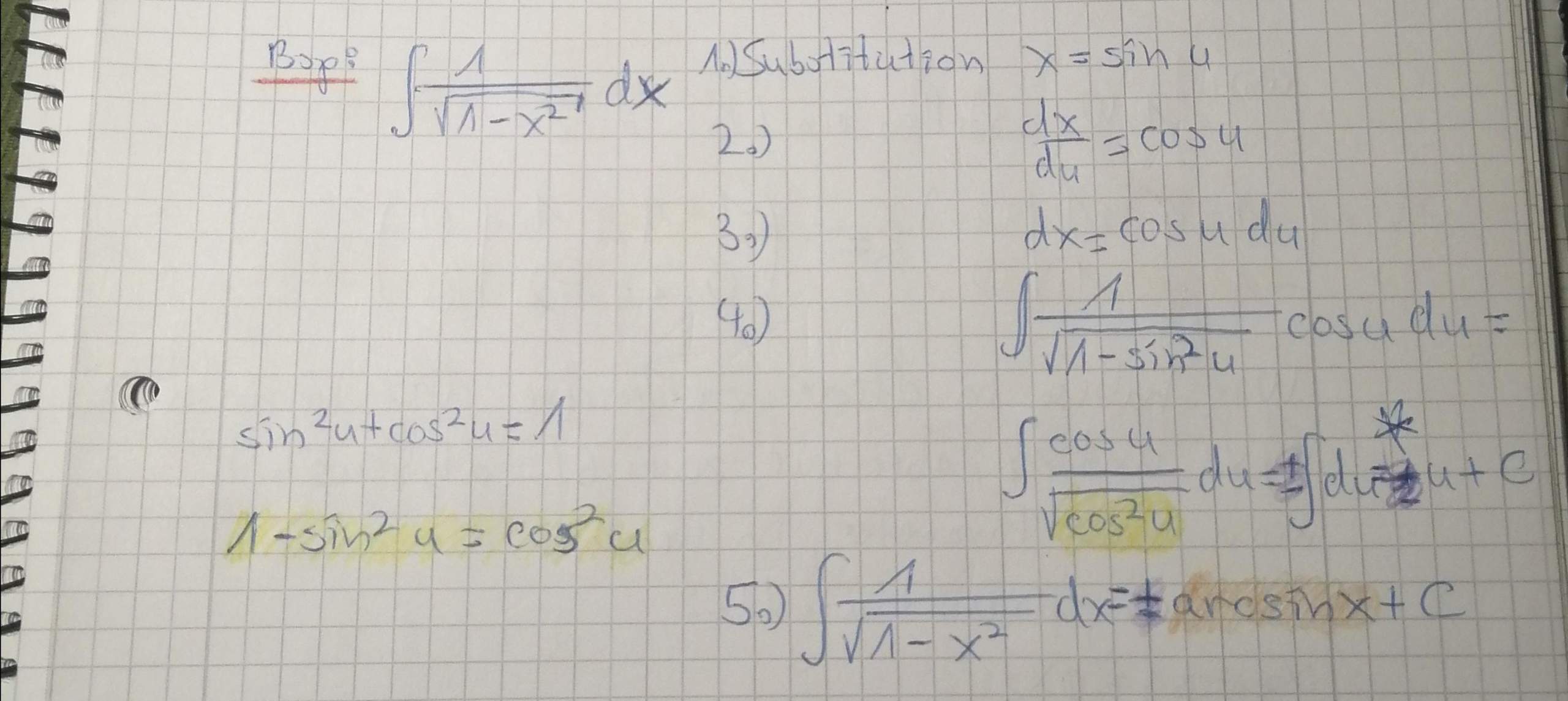 Integration von der Ableitung von arcsin? (Schule, Mathematik, Integral)