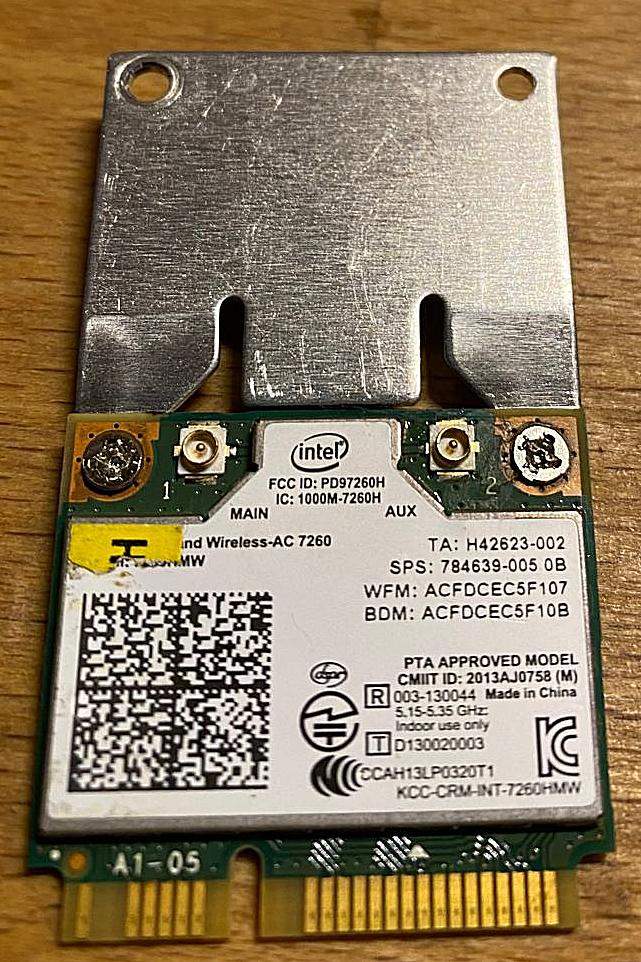 Intel WLAN Steckkarte AC 7260 austauschbar gegen eine Intel AX200 ...