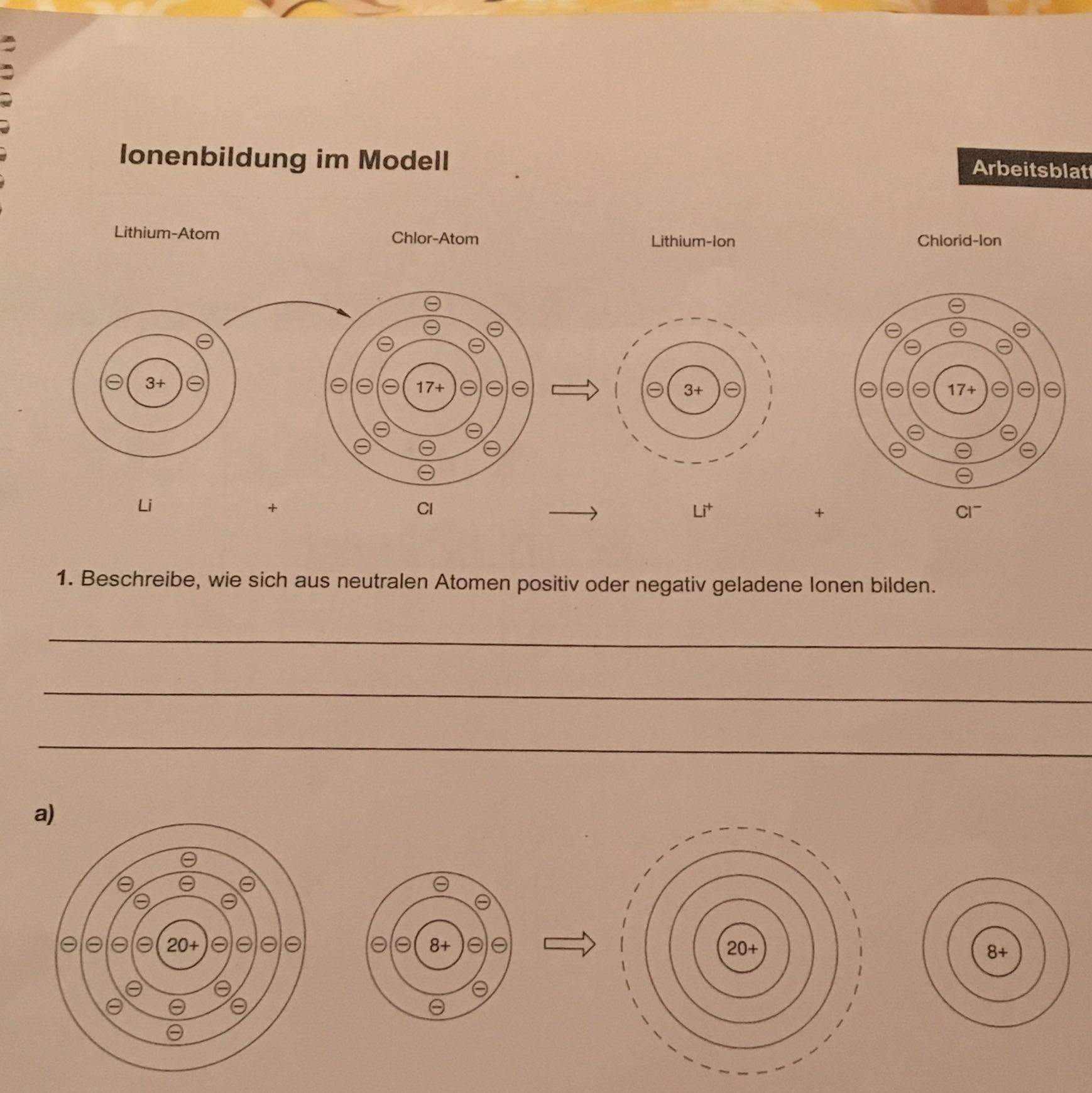 Ionenbildung im Modell? (Lernen, Übungen)