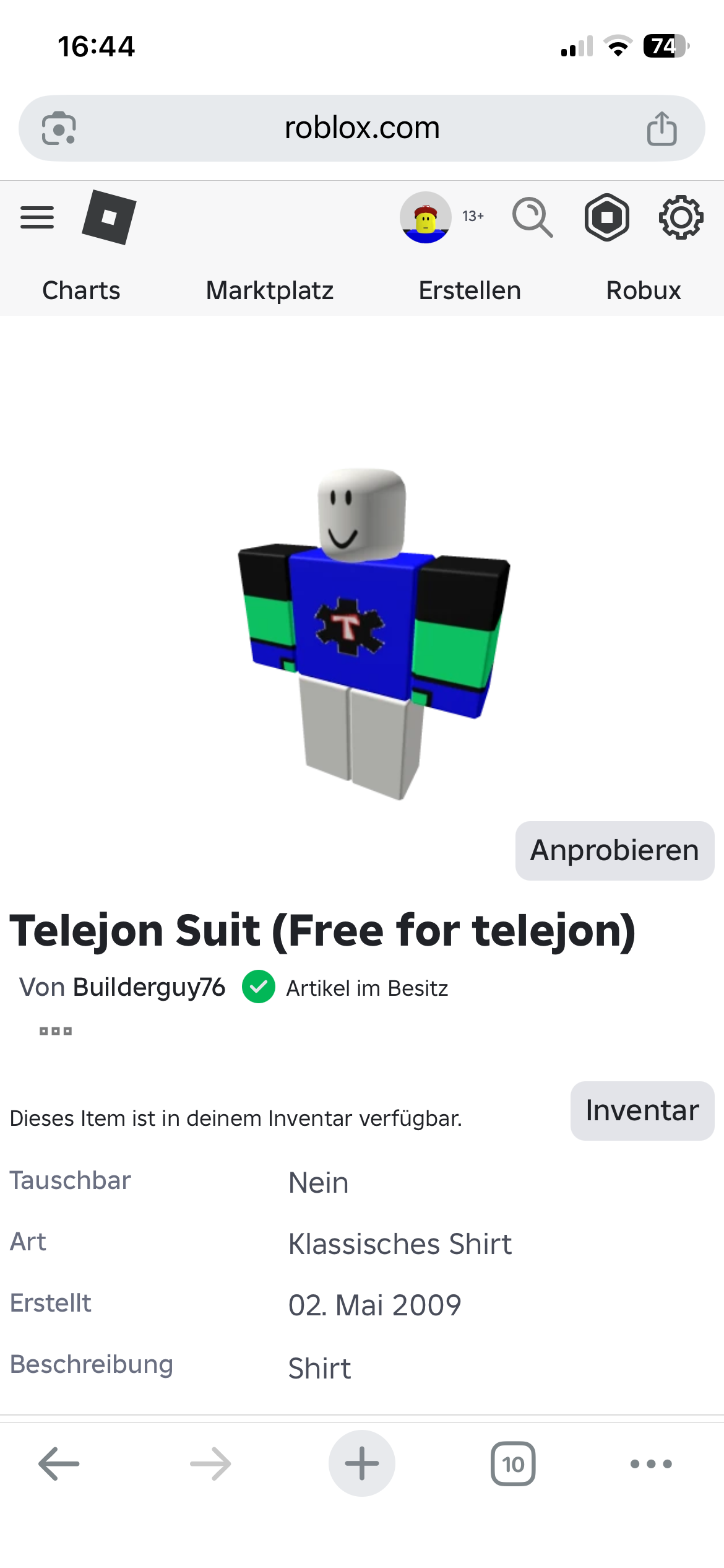 Ist das ein seltenes Roblox item? (PC, Computerspiele, historisch)