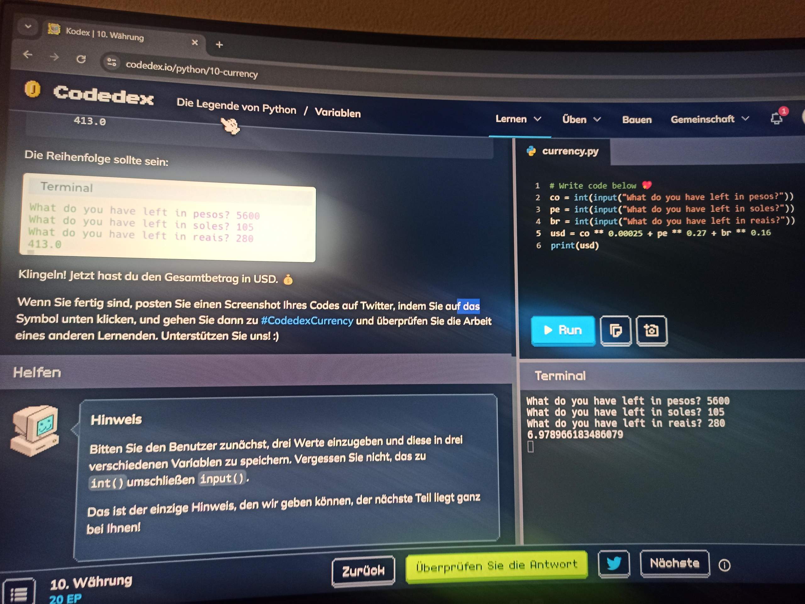 Ist das hier das richtige Ergebnis in Python? (Code, Programmiersprache, Python 3)
