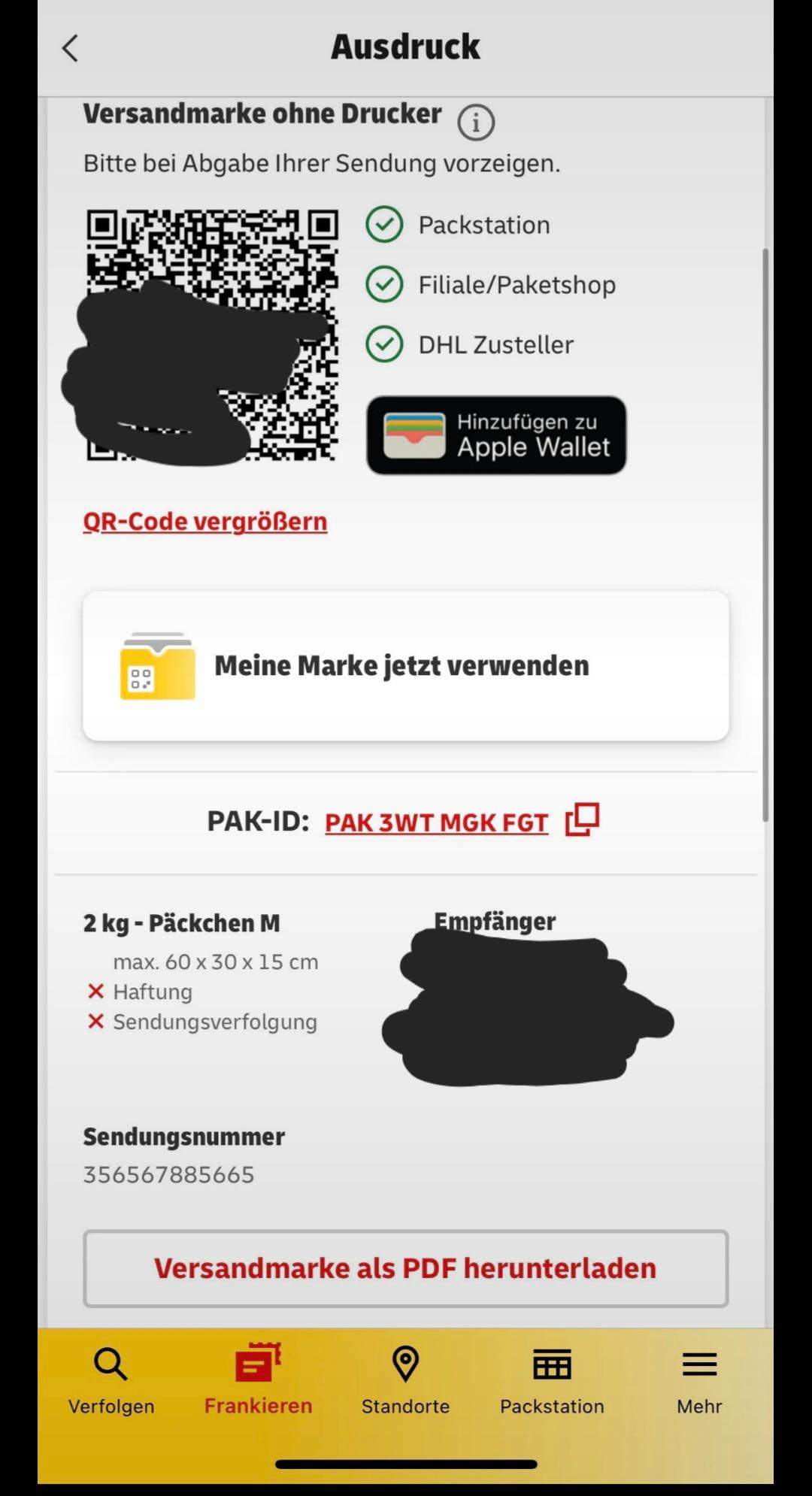 Ist das Packet bereits verschickt? (Post, versenden)