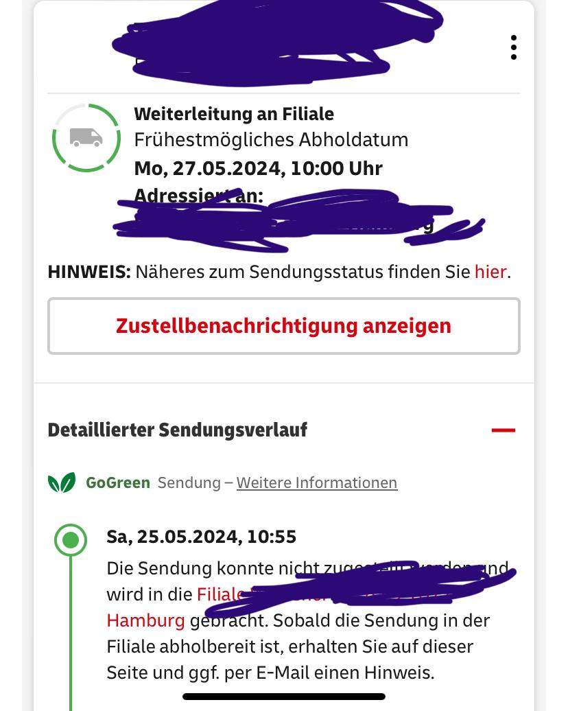 Ist das Paket jetzt abholbereit? (Post, Versand, Bestellung)
