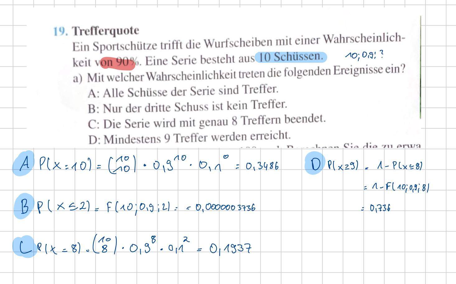 Ist das richtig stochastik Mathe? (rechnen, Funktion, Gleichungen)