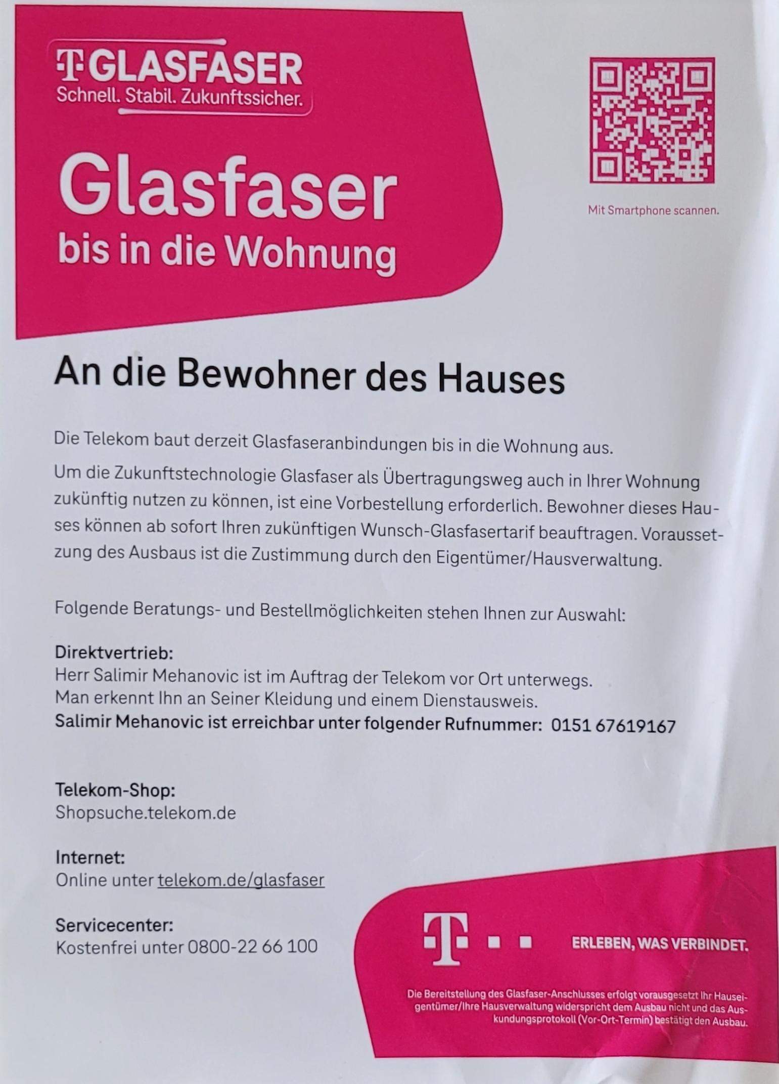 Ist das seriös oder nicht? (Internet, Telekom, Glasfaser)