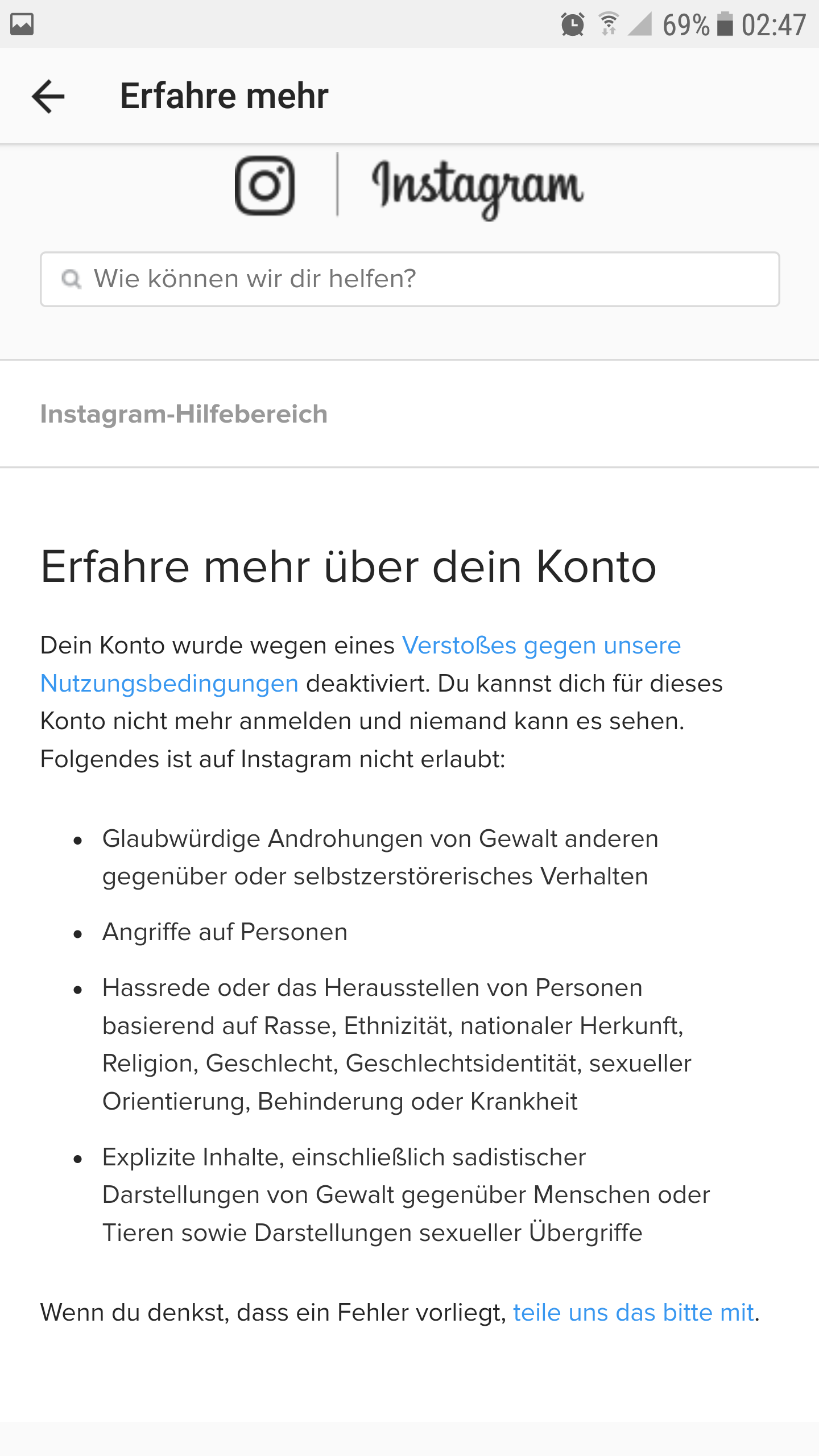 Ist der Account für immer gebannt? (Instagram, Sperre, Bann)
