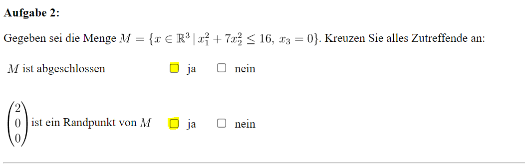 Ist die Menge abgeschlossen und ist b) ein Randpunkt? (Schule ...