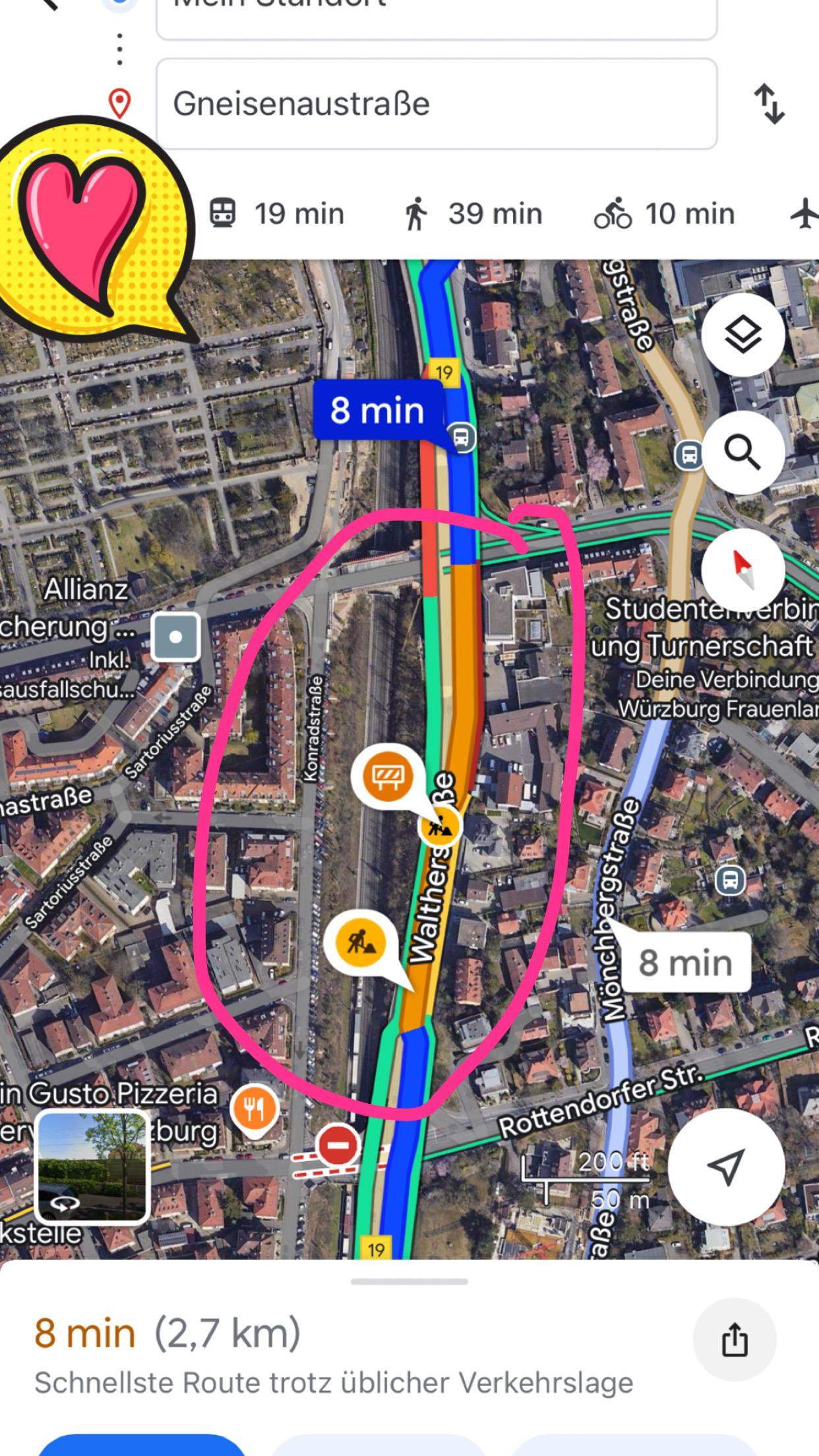 Ist die Straße da gesperrt also kann ich net durch fahren ...
