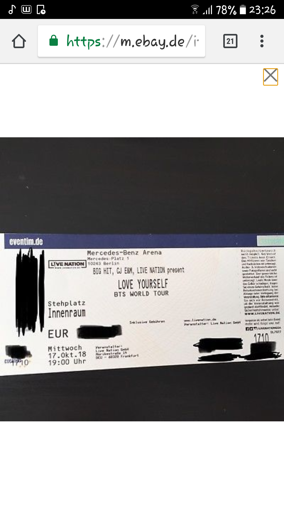 Ist diese BTS Konzertkarte ein Fake?