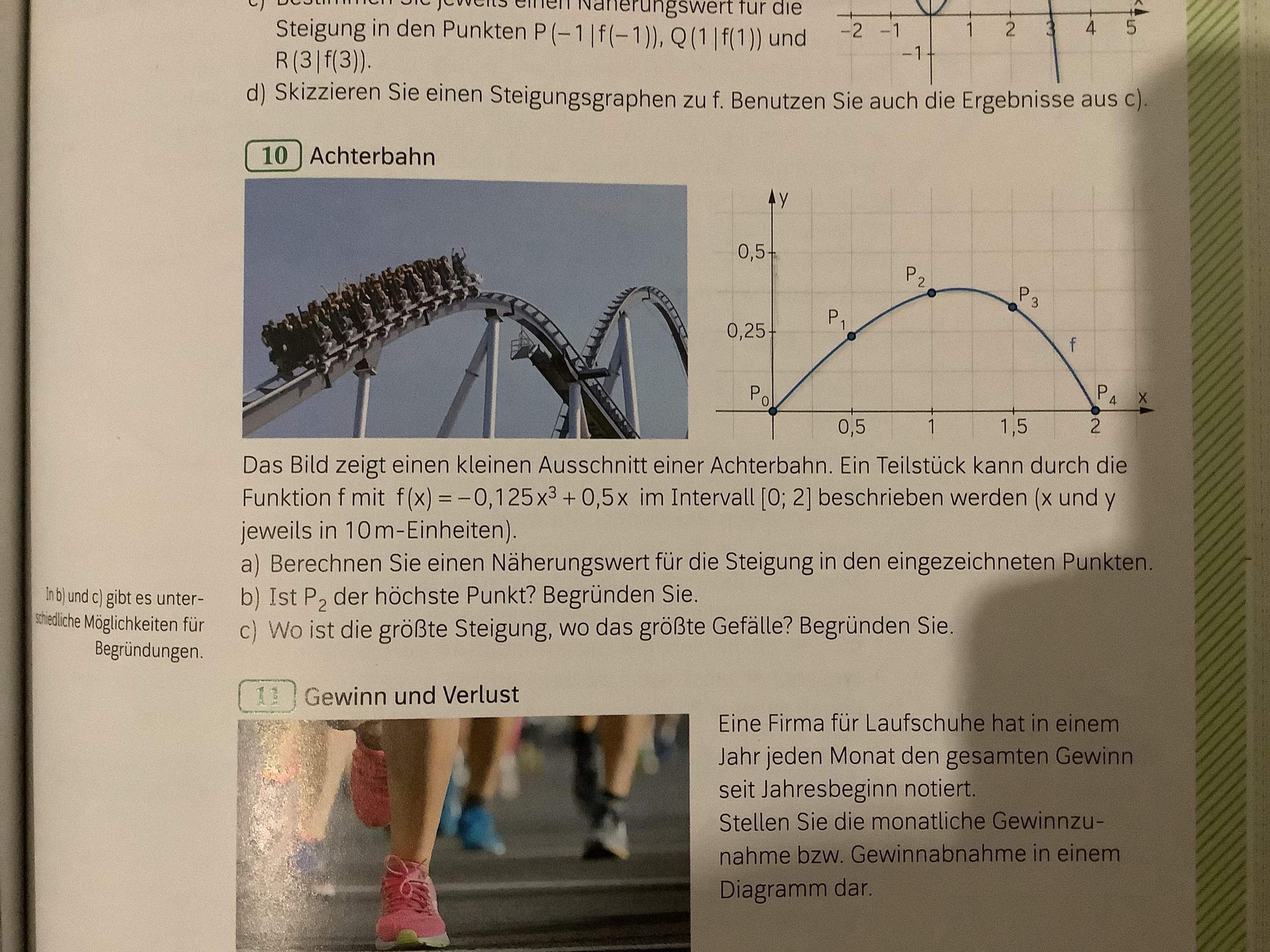 Ist P2 der höchste Punkt der Achterbahn? (Mathematik, Hausaufgaben)