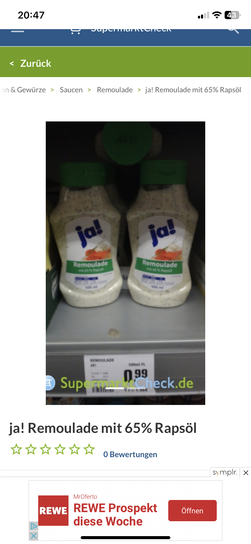 Ja Remoulade bei Rewe 3,70€ gehts noch? (Supermarkt, Einzelhandel)