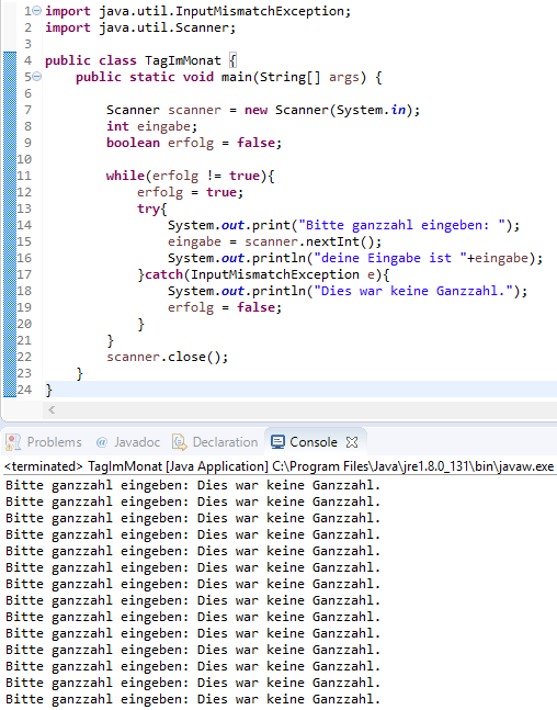 Java - Warum bekomme ich eine Dauerschleife? (Computer, programmieren)