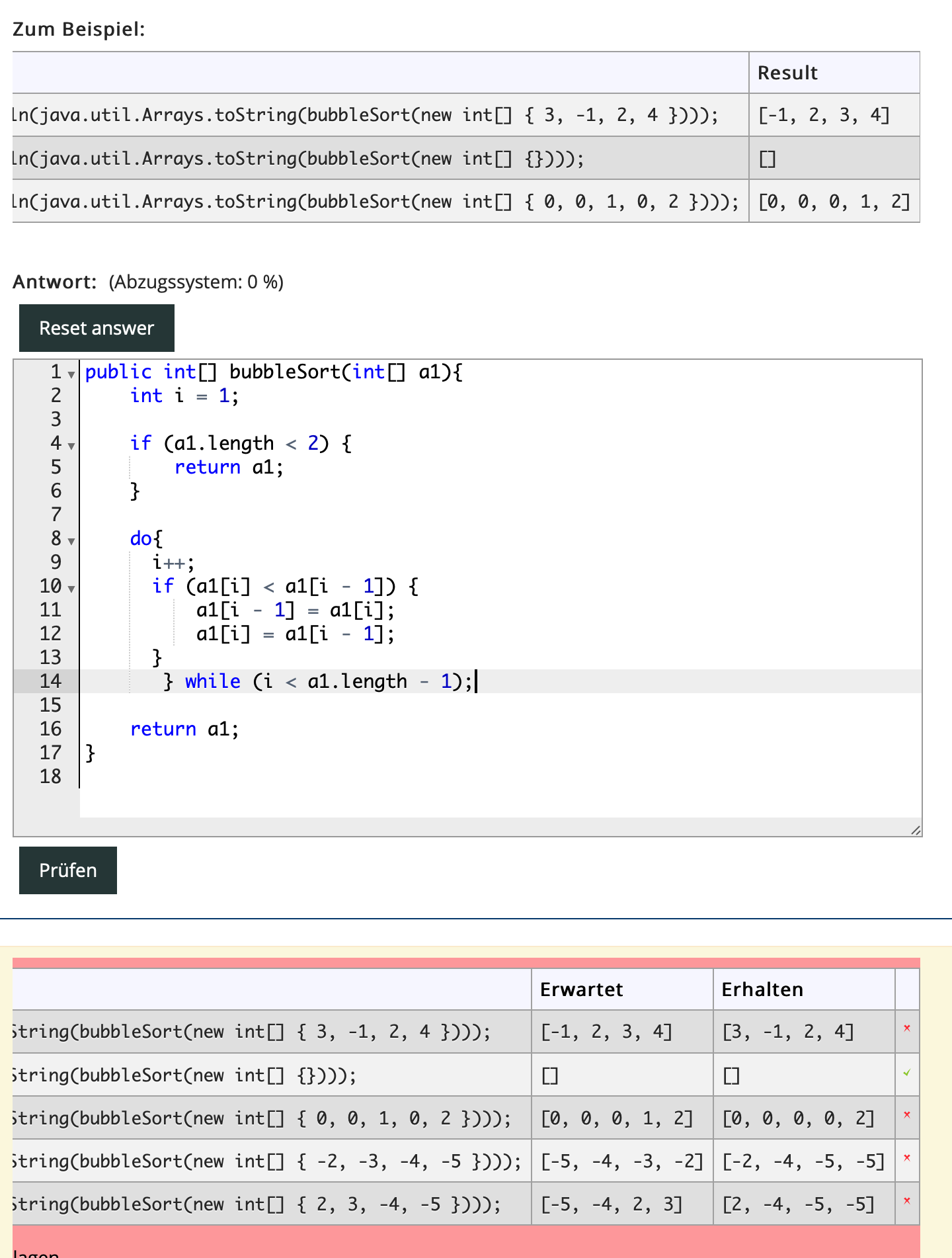 Java Bubble Sort Algorithmus Programmieren Wer Kann Mir Helfen Bitte