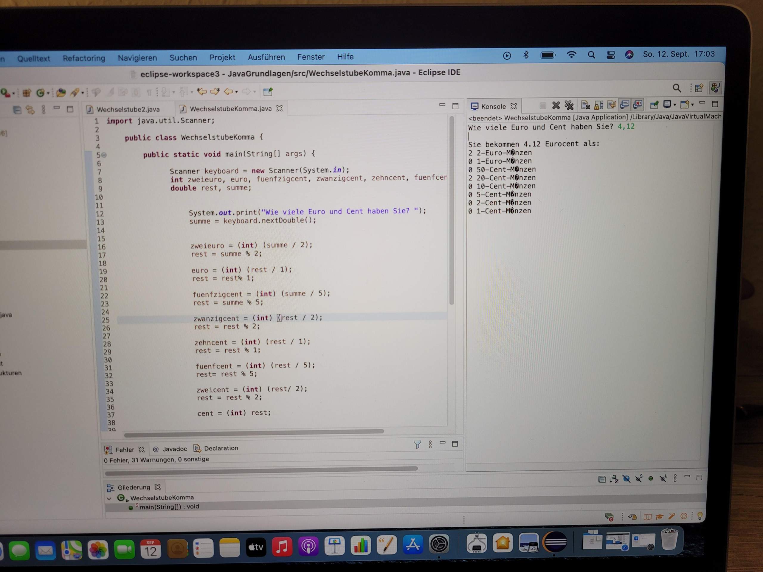 Java Geld Ausgeben Programm Computer Programmieren