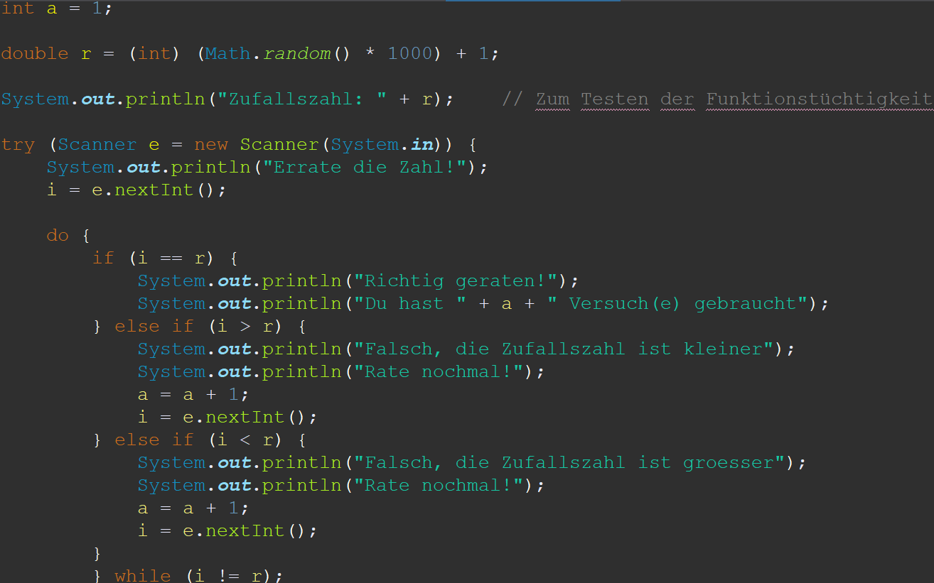 Java Zahlenraten Wie Kann Ich Dafür Sorgen Dass Ich Nicht Nur Beim Ersten Versuch Eine