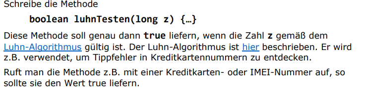 Java Luhn Algorithmus Implementieren Programmieren Informatik