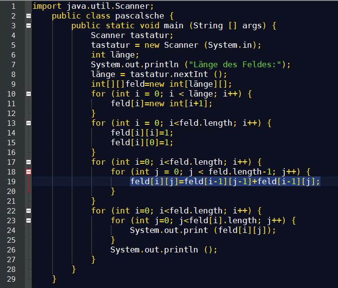 Java Programm Pascalsche Dreieck Schule Programmieren Informatik