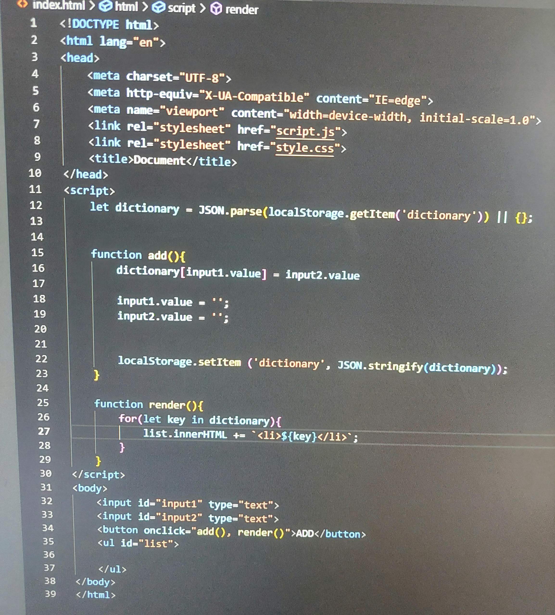 Javascript Dictionary In Liste Anzeigen Webseite Html